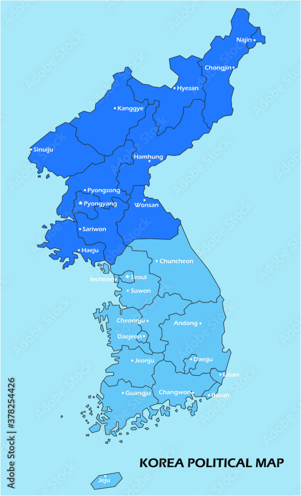 Korea political map divide by state colorful outline simplicity style ...