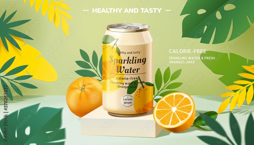 Sparkling water ad composition Stock Vector | Adobe Stock