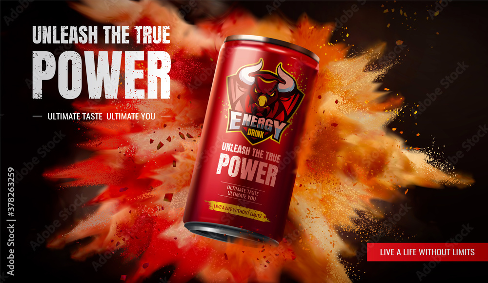 Energy drink promo banner vector de Stock | Adobe Stock