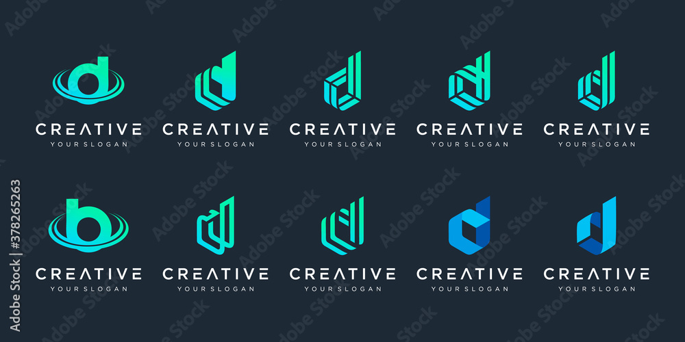 set of creative monogram letter B logo design template. The logo can be ...