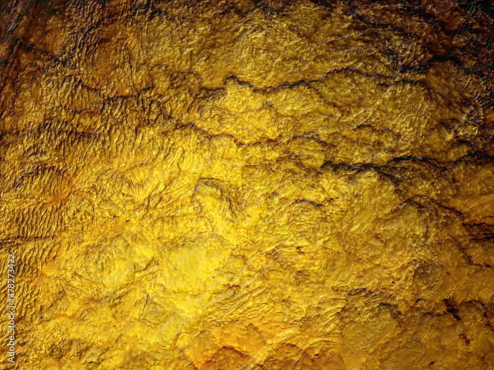 Textura de una pared de roca dentro de una cueva, iluminada por ...