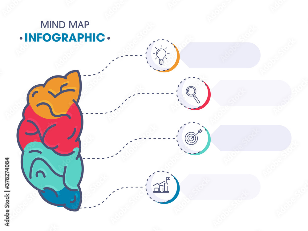 Business Mind Map Infographic with 4 Step Segments on White Background ...