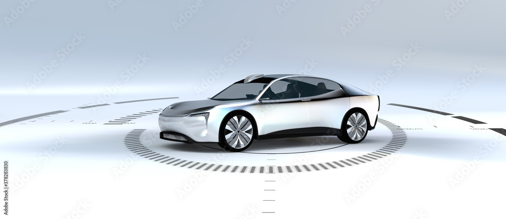 autonomous driving car - driverless vehicle with distance sensor Stock ...