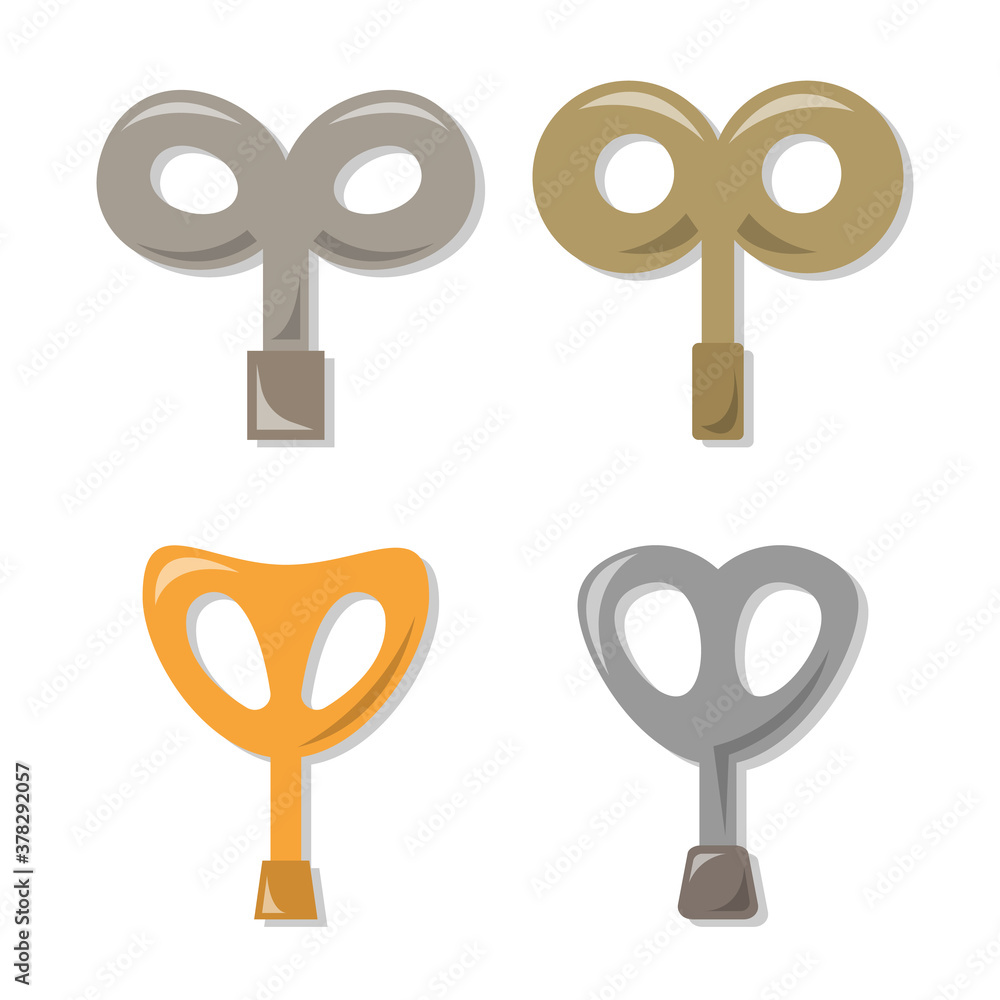 Set of winders vector isolated on white background. Winding key a ...