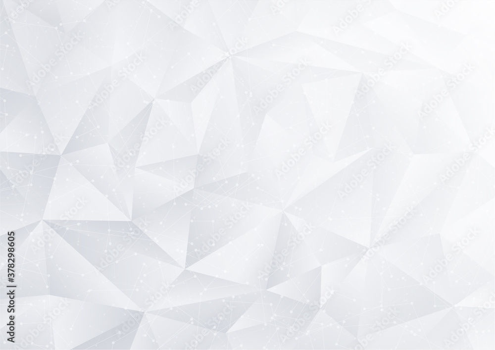 Abstract polygon white background with geometric poly pattern (silver ...