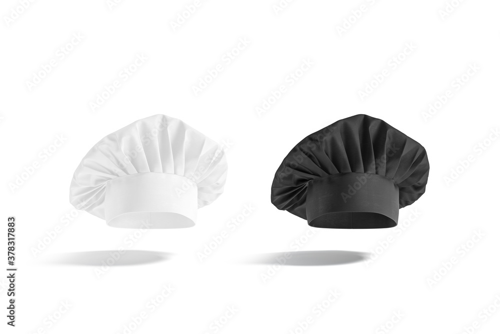 Blank black and white toque chef hat mockup, no gravity Stock ...