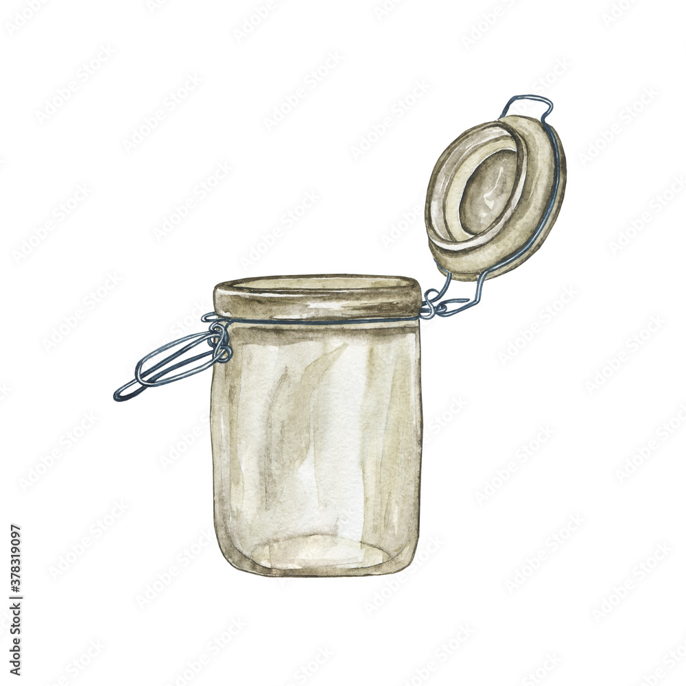 Bale square glass jar with swing top lid isolated on white background ...