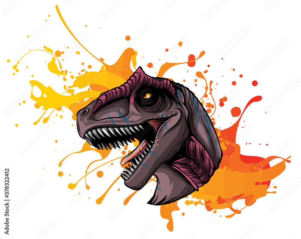 vector illustration of a T Rex, Tyrannosaurus Rex dinosaur ripping ...