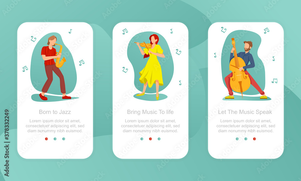 Three motivational Music Festival poster designs showing musicians ...