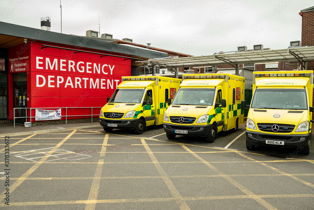 Surrey, UK- Ambulances outside East Surrey Hospital Accident ...