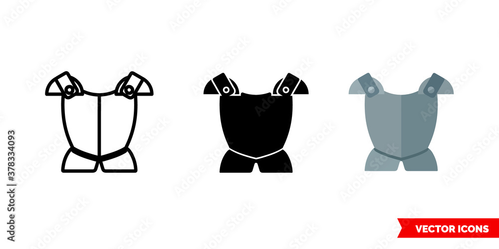Armour icon of 3 types color, black and white, outline. Isolated vector ...