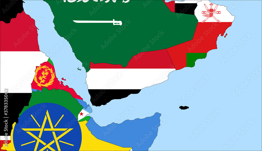 Center the map of Yemen. Vector maps showing Yemen and neighboring ...