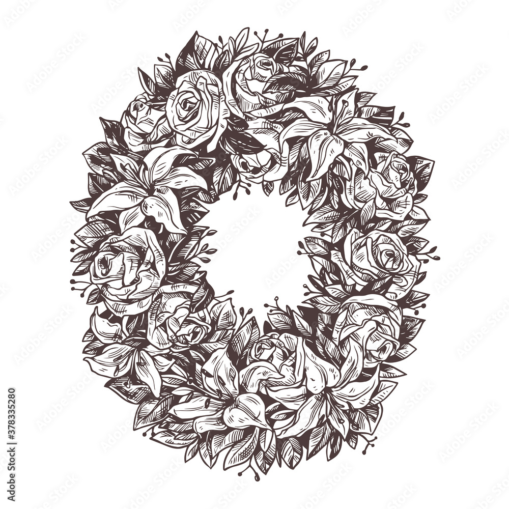 Funeral mortuary mourning flower wreath with white lily flowers and ...