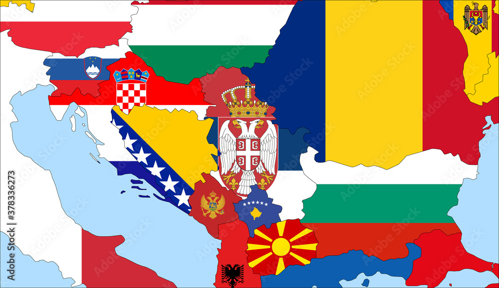 Center the map of Serbia. Vector maps showing Serbia and neighboring ...