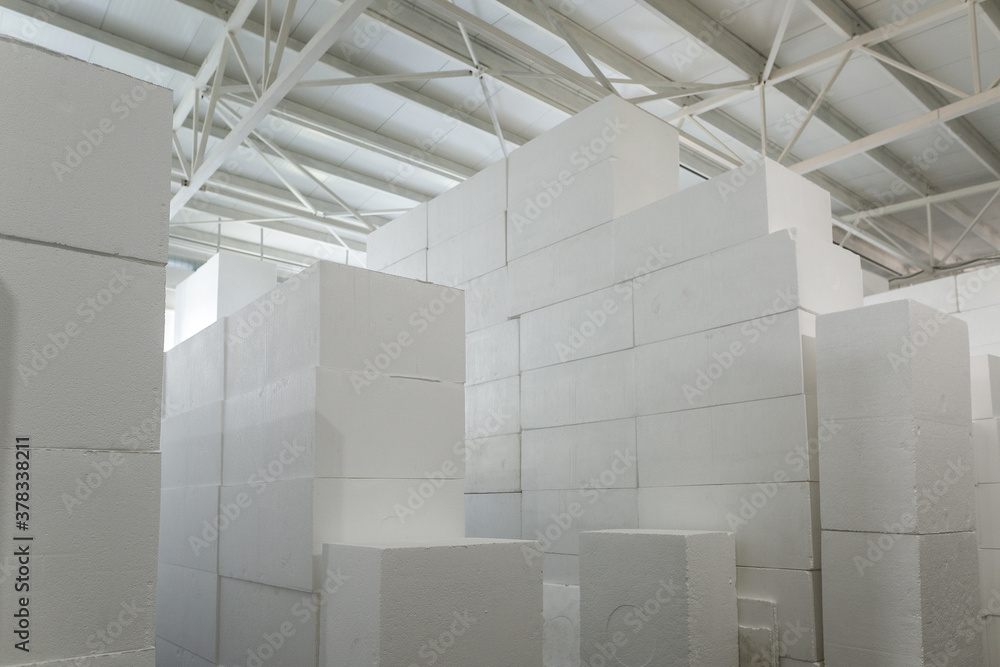 Industrial production of polystyrene foam insulation panels or plates ...