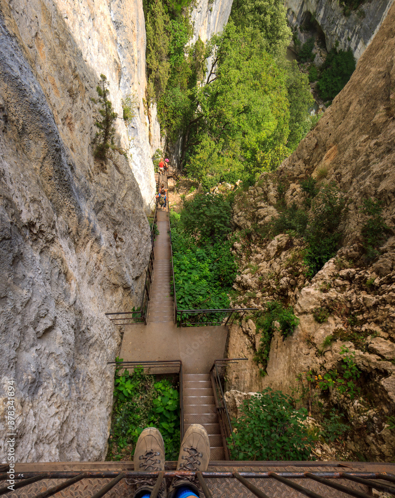 Verdon canyon: the steep ladders of Brèche Imbert, halfway the famous ...