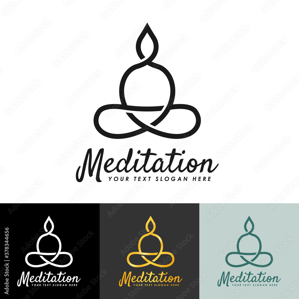 meditation logo , buddha logo with line simple style vector design ...