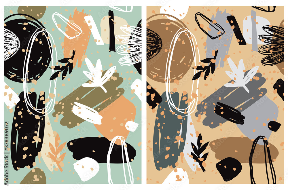 Autumn Leaves Print. Abstract Irregular Floral Seamless Vector Patterns ...