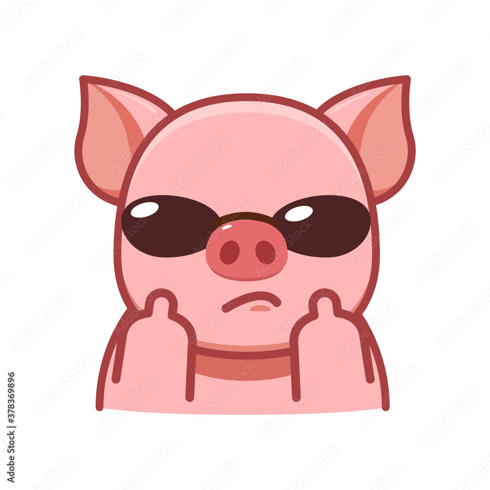 a pig with middle finger. Isolated Vector Illustration Stock Vector ...