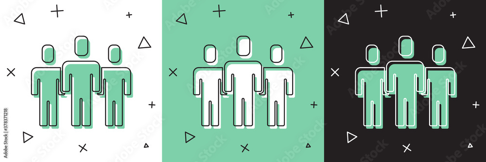 Set Users group icon isolated on white and green, black background ...