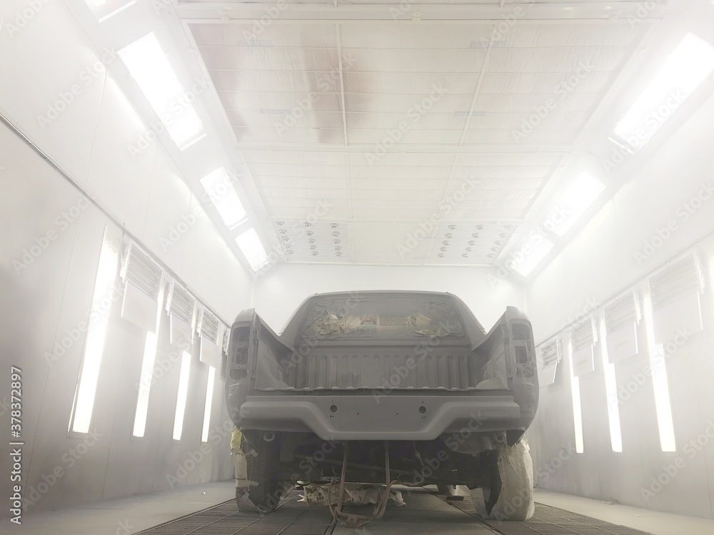 Automotive paint room,Paint booth in the car repair station Stock Photo ...