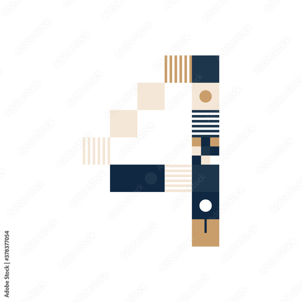 Vector Pixel Art number four. Colorful number 4 Consist of Modules from ...