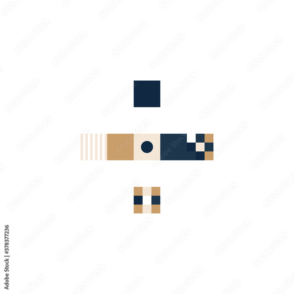 Vector Pixel Art division sign math. Colorful symbol Consist of Modules ...