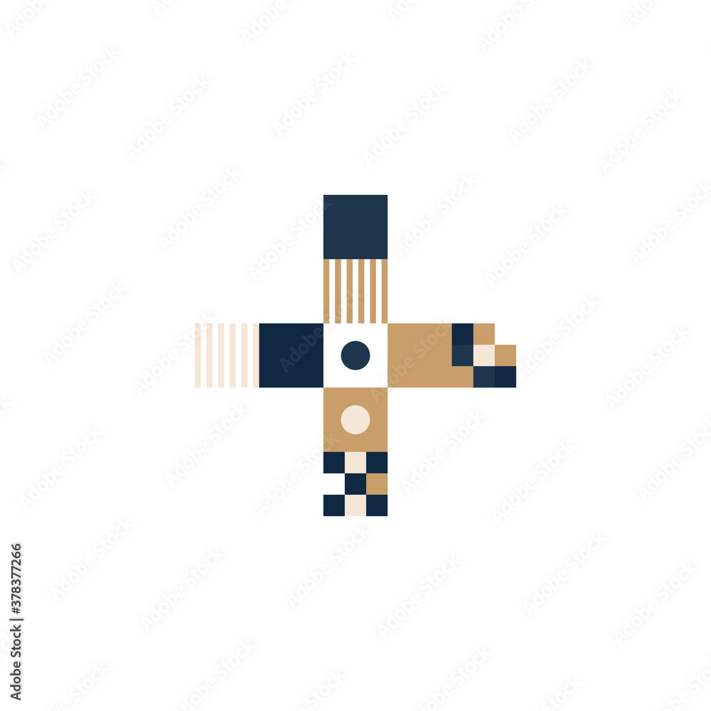 Vector Pixel Art plus mark. Colorful symbol Consist of Modules from ...