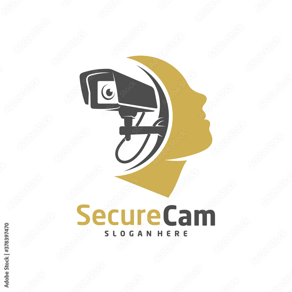 CCTV Camera With People Head Logo Design Vector Template, Logo Concept ...