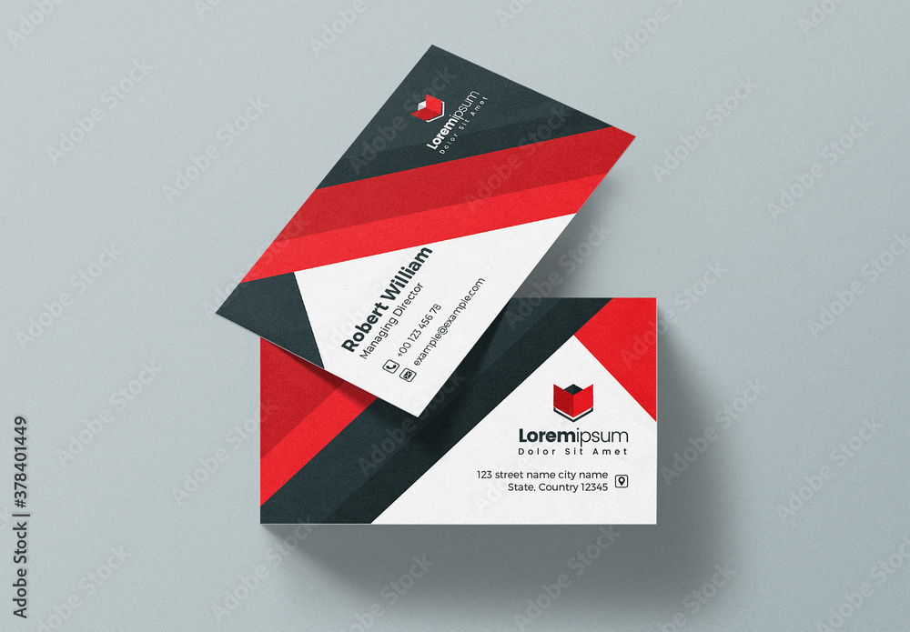 Clean Creative Business Card Layout with Red Accents Stock Template ...