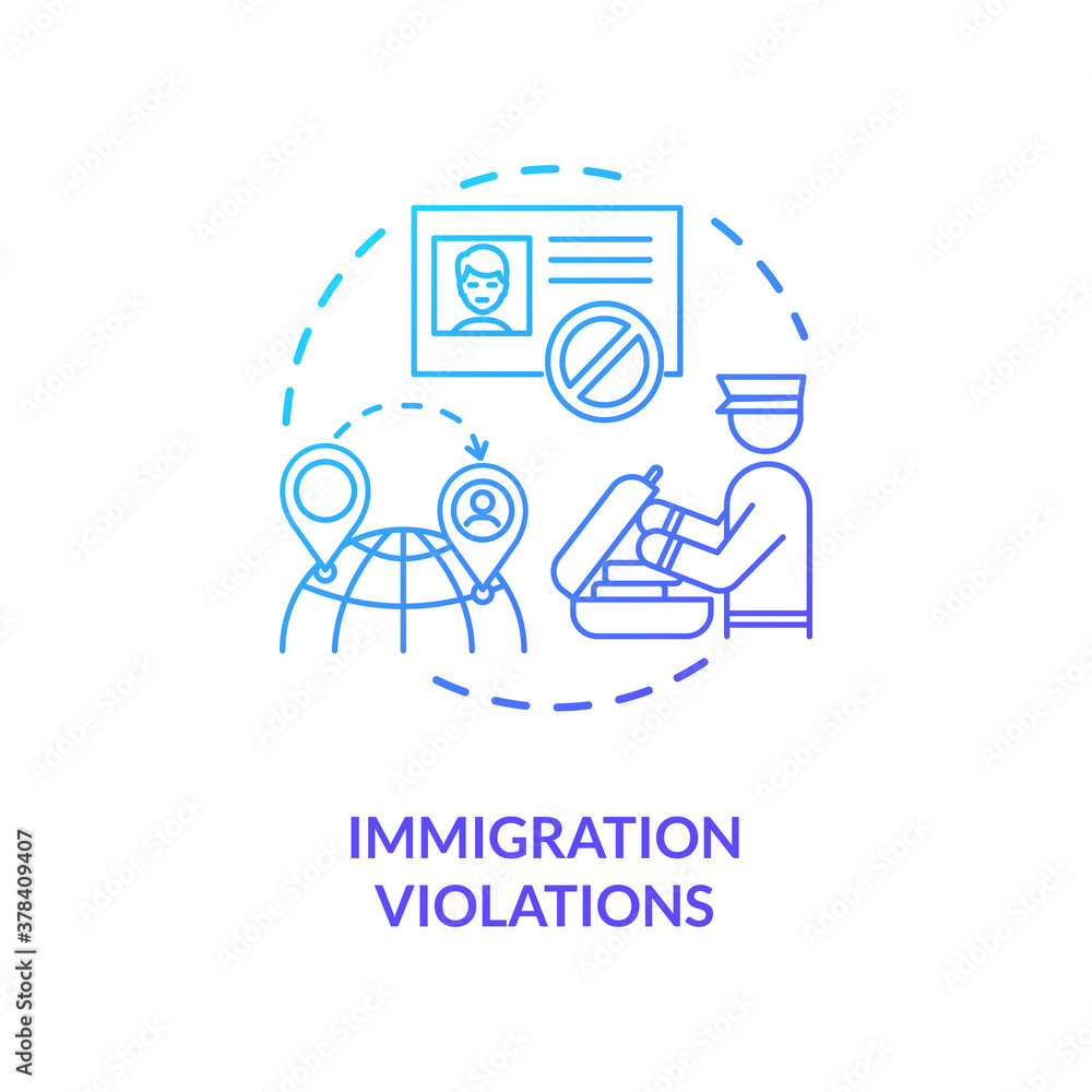 Immigration violations concept icon. Border crossing controling ...