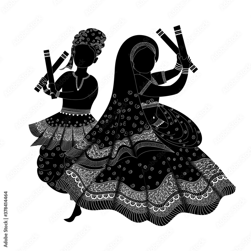Creative doodle Line art or mandala art of man and woman character ...