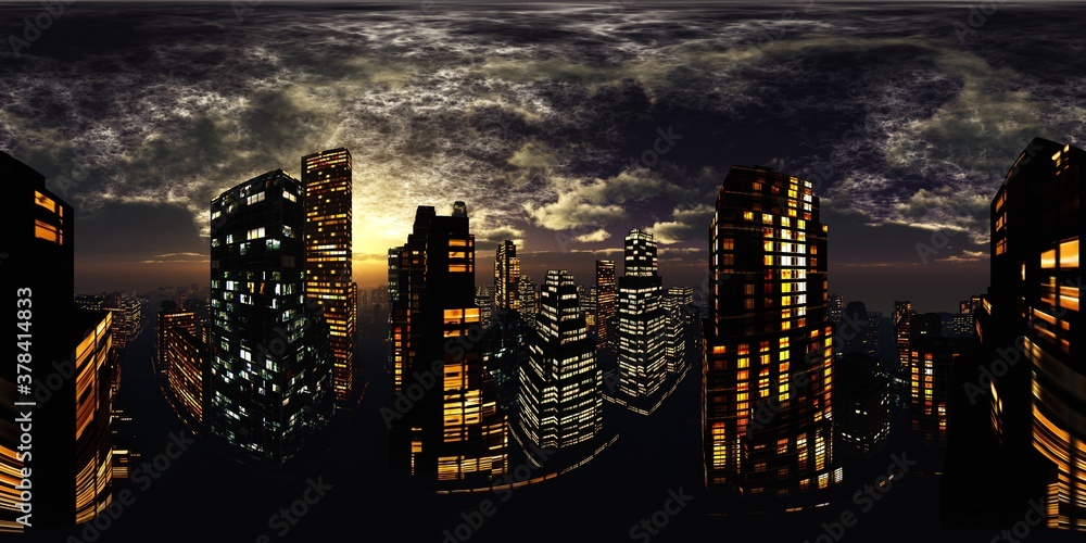 Night city. HDRI . equidistant projection. Spherical panorama. panorama ...