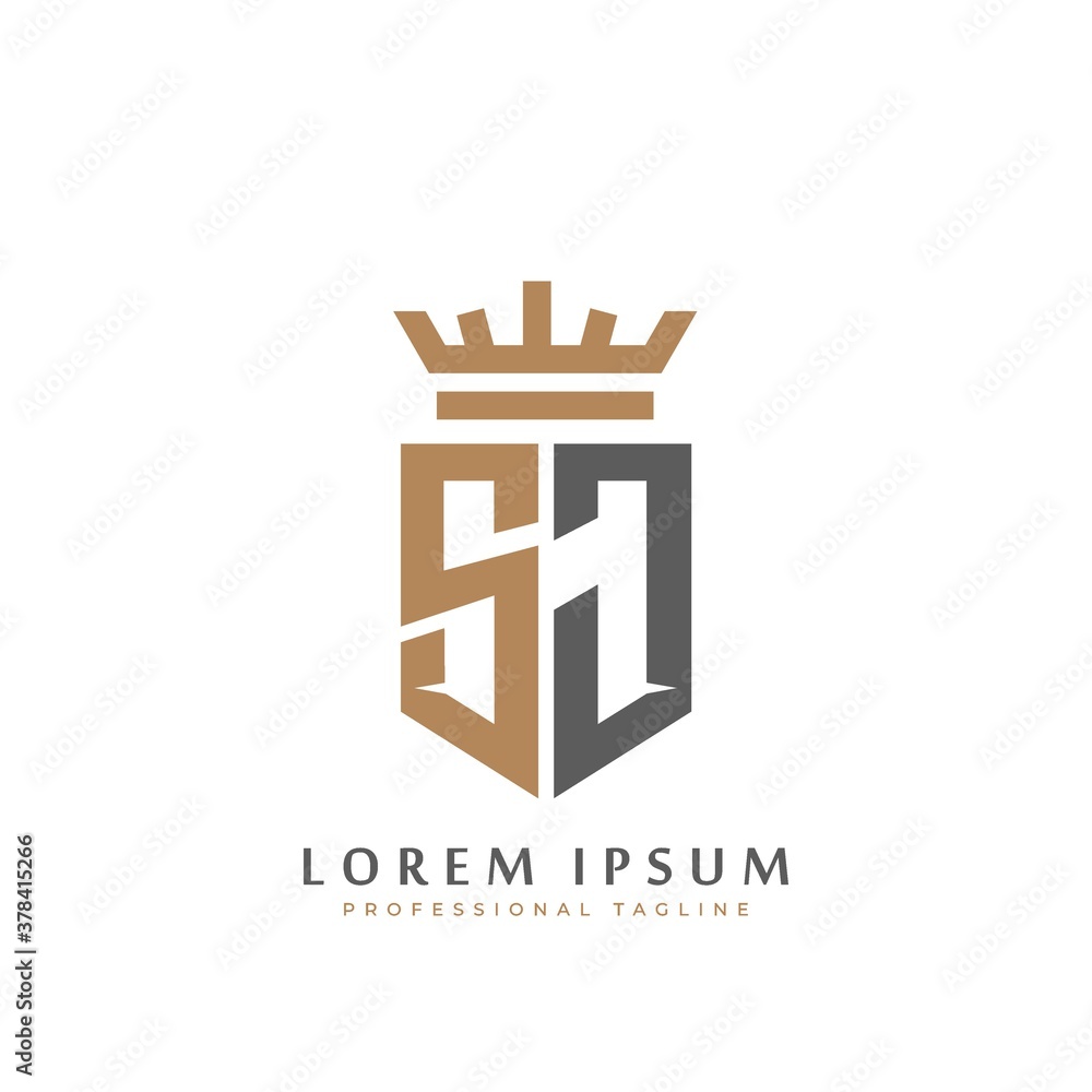 Premium SJ Monogram of Two letters S&J. Elegant gold shield initials ...