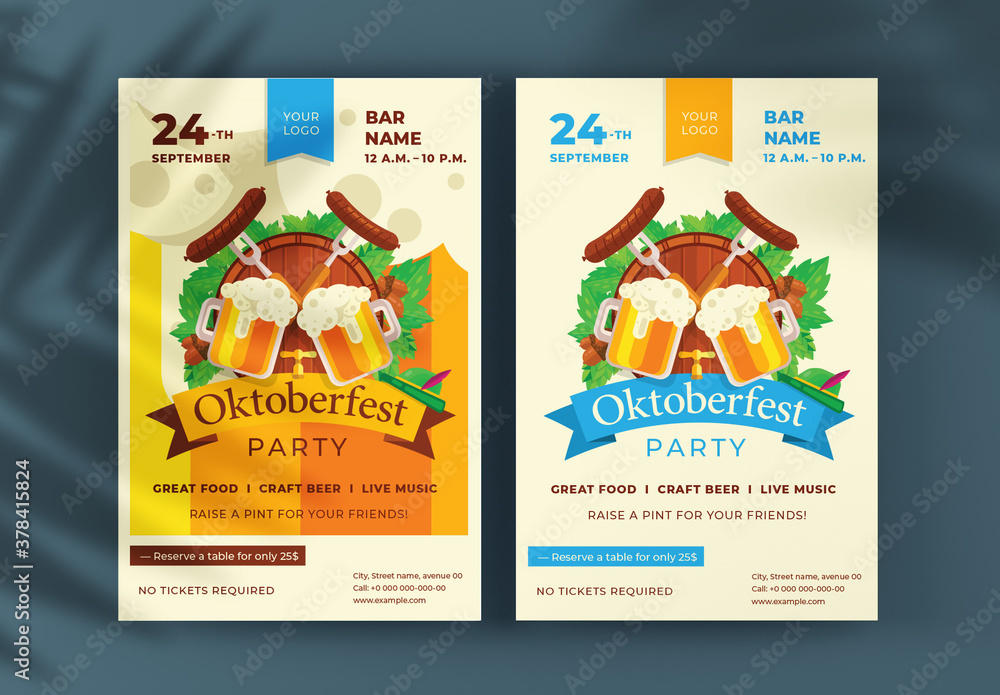 Oktoberfest Party Poster Layout Stock Template | Adobe Stock