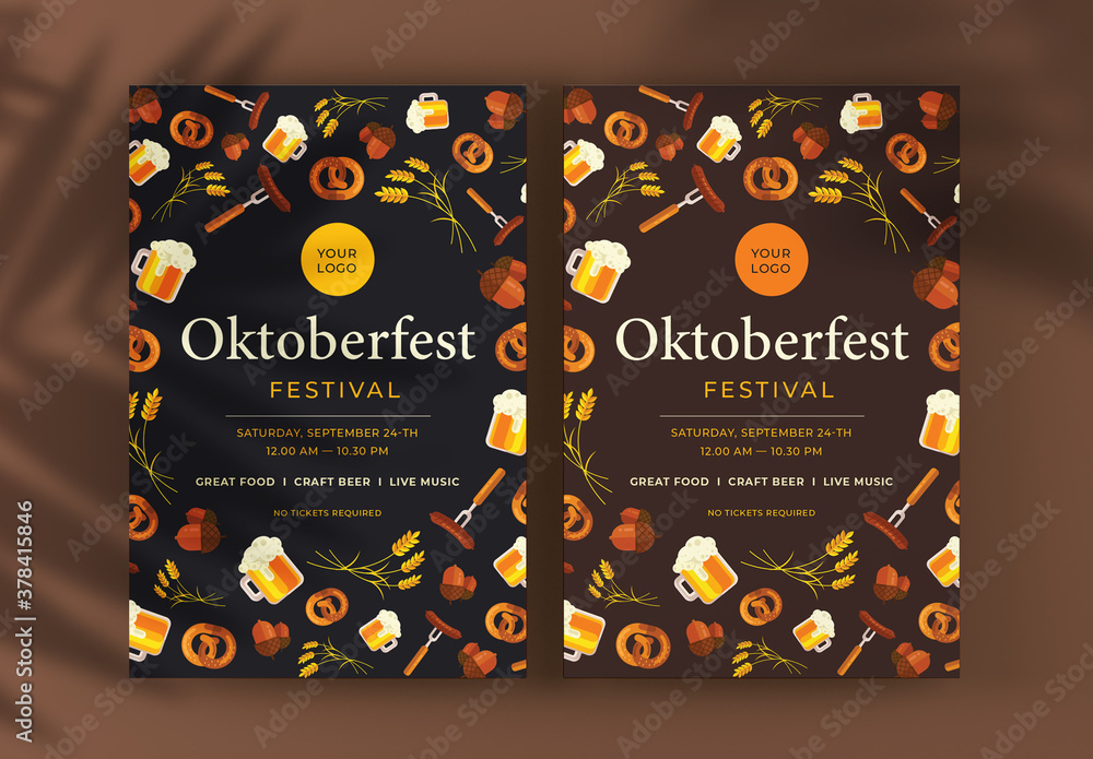 Oktoberfest Party Poster Layout Stock Template | Adobe Stock