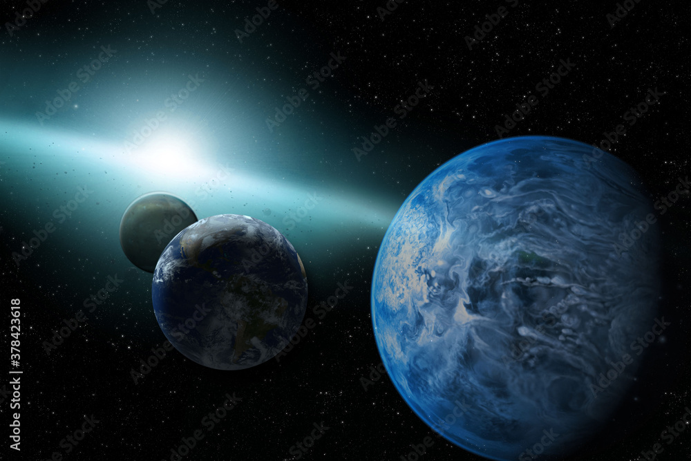 High quality blue Deep space beauty, planets, stars and galaxies in ...