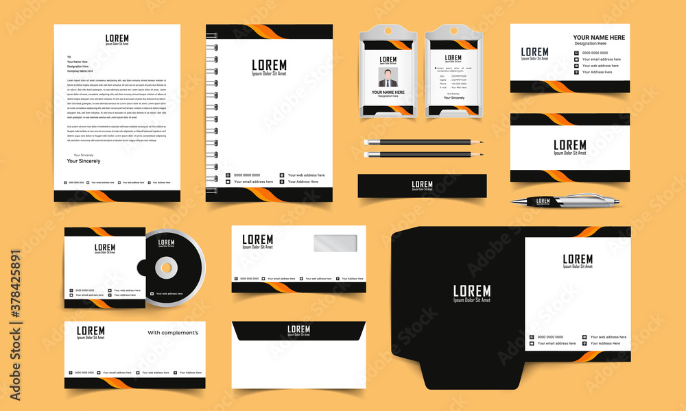 Elegant professional business stationery items set template. corporate ...