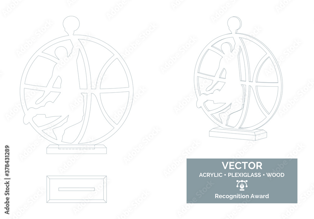 Basketball player trophy vector template, Basketball trophy template ...