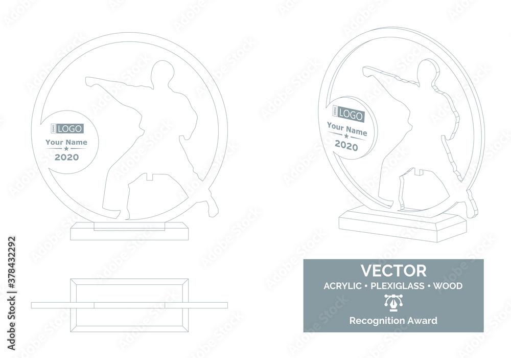 Martial arts Trophy Vector Template, Karate Trophy award, Recognition ...