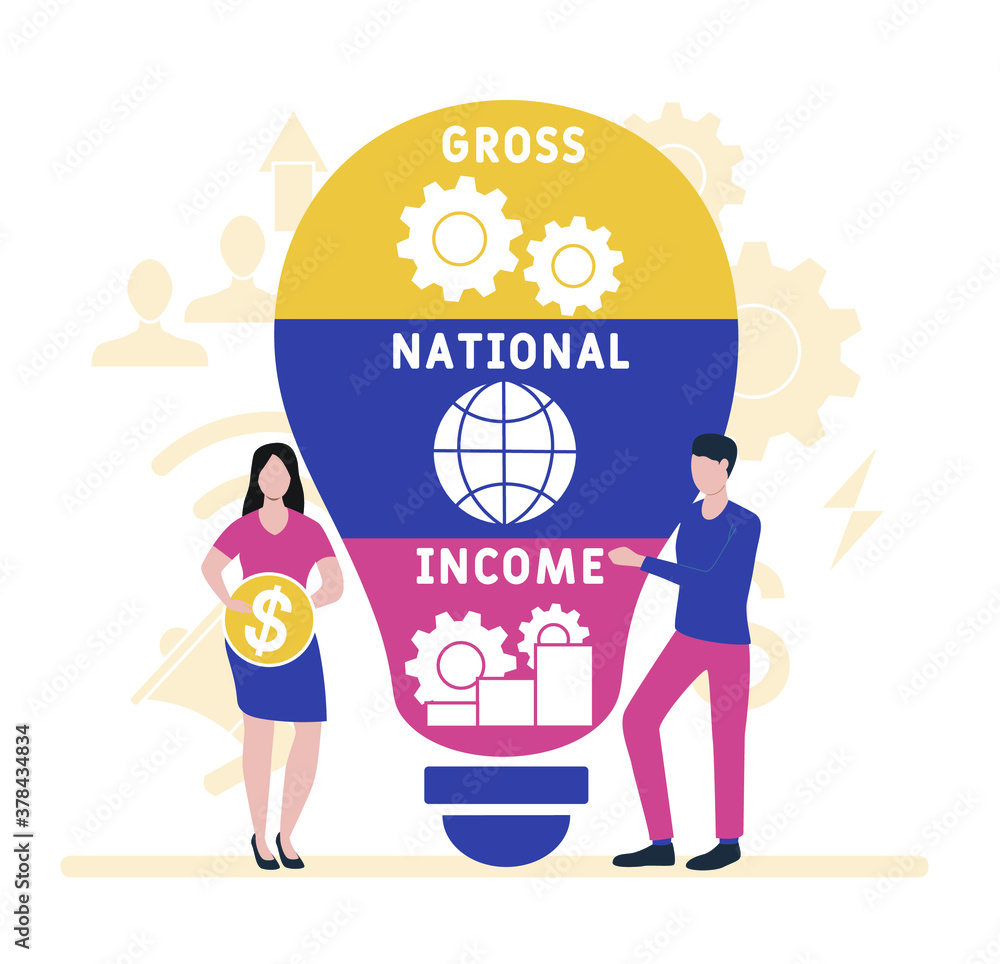 Flat design with people. GNI - Gross National Income. acronym business ...