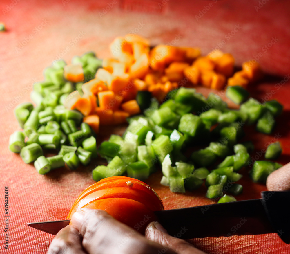 capsicum tomatoes and carrot cut into small pieces,finely chopped ...