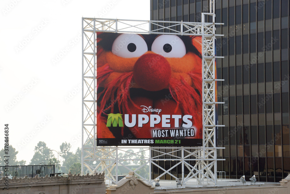 Disney Muppets Most Wanted in theatres March 21 billboard on Hollywood ...