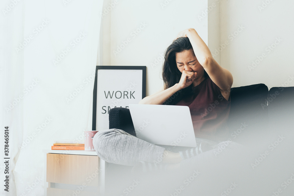 sad serious illness woman.depressed emotion panic attacks alone sick ...