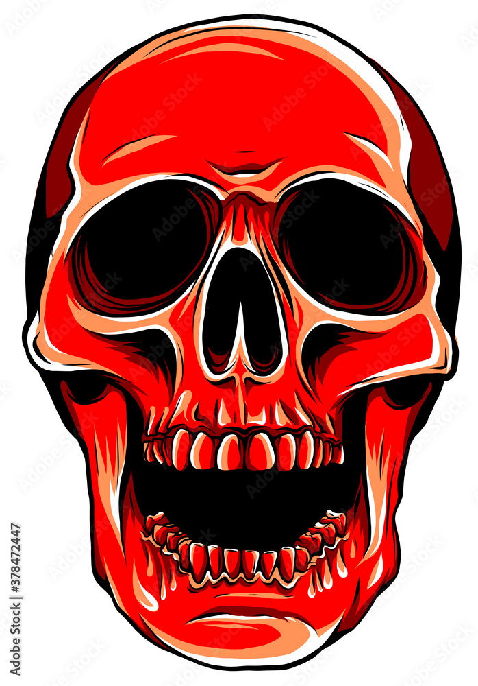 Realistic red skull. vector Illustration for designer on a white ...