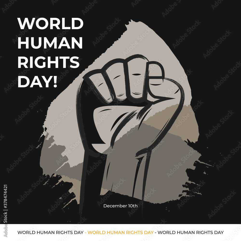 Vector illustration of Human Rights Day With Black and Grey Background ...
