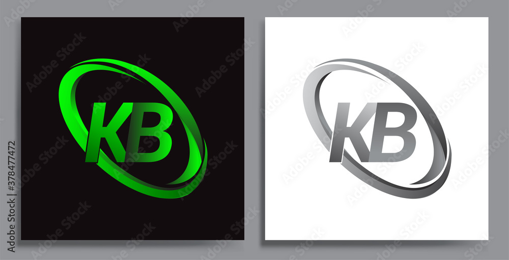 letter KB logotype design for company name colored Green swoosh and ...