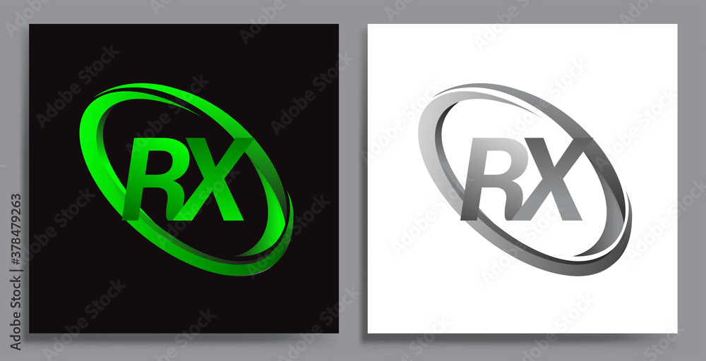 letter RX logotype design for company name colored Green swoosh and ...