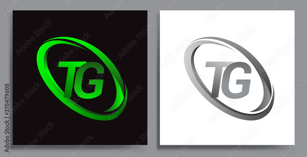 letter TG logotype design for company name colored Green swoosh and ...