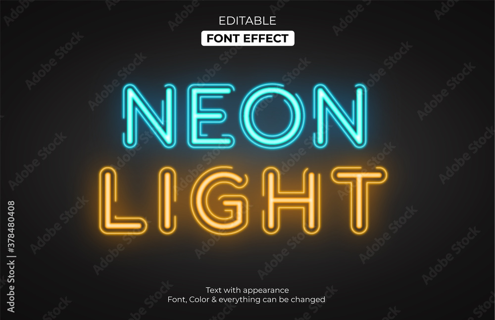 Glowing light style, Editable font effect Stock Vector | Adobe Stock